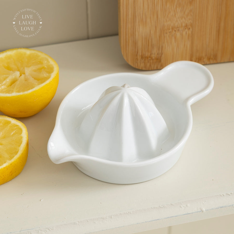 White Porcelain Lemon Juicer - Vintage Style Citrus Squeezer – LIVE ...