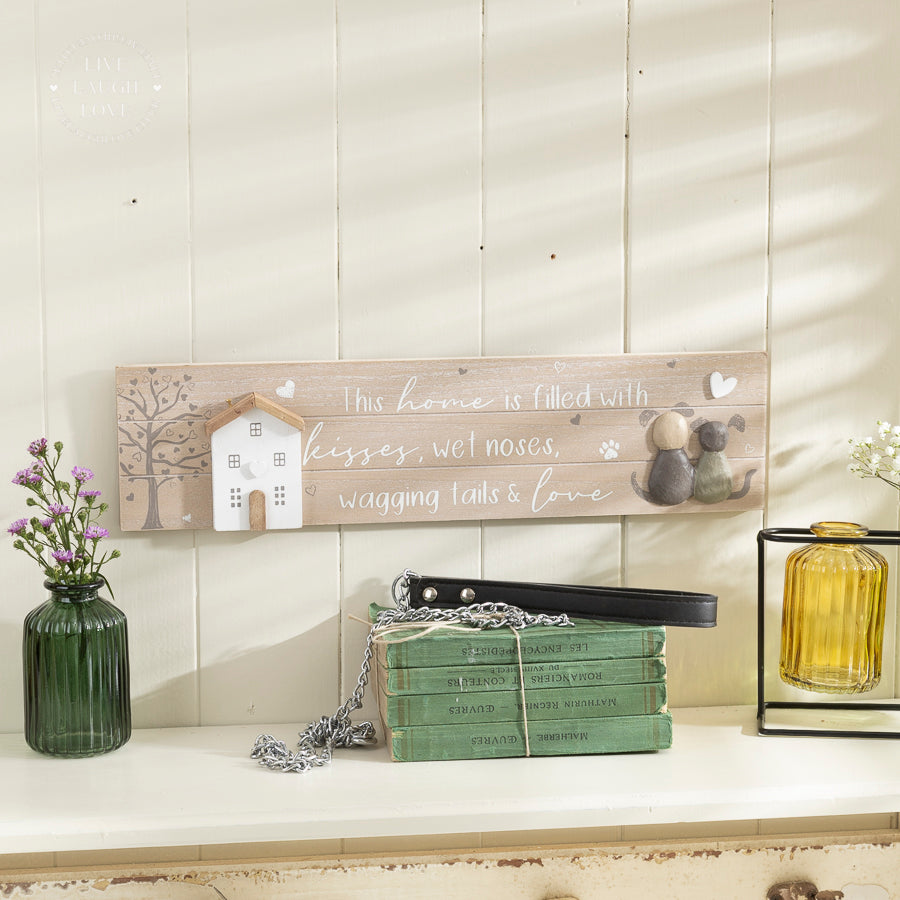 Wooden Rustic Sentiment Wall Plaque - Wagging tails & Love – LIVE LAUGH ...
