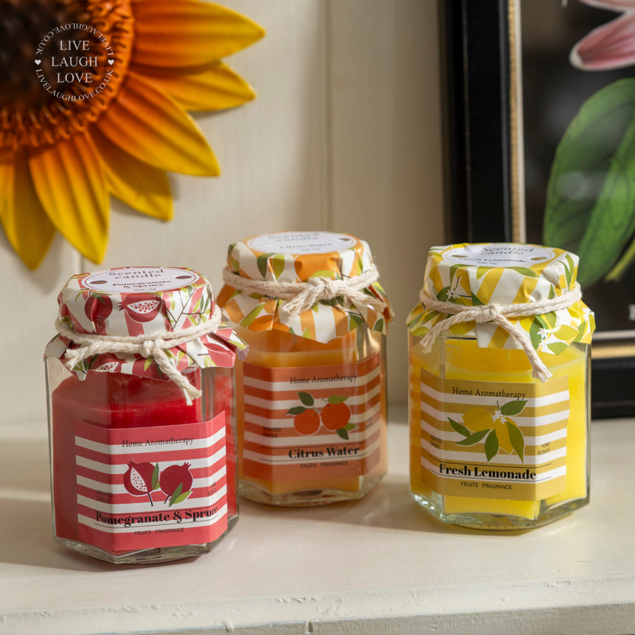 Set of 3 Fruit Market Scented Jam Jar Candles – LIVE LAUGH LOVE LIMITED