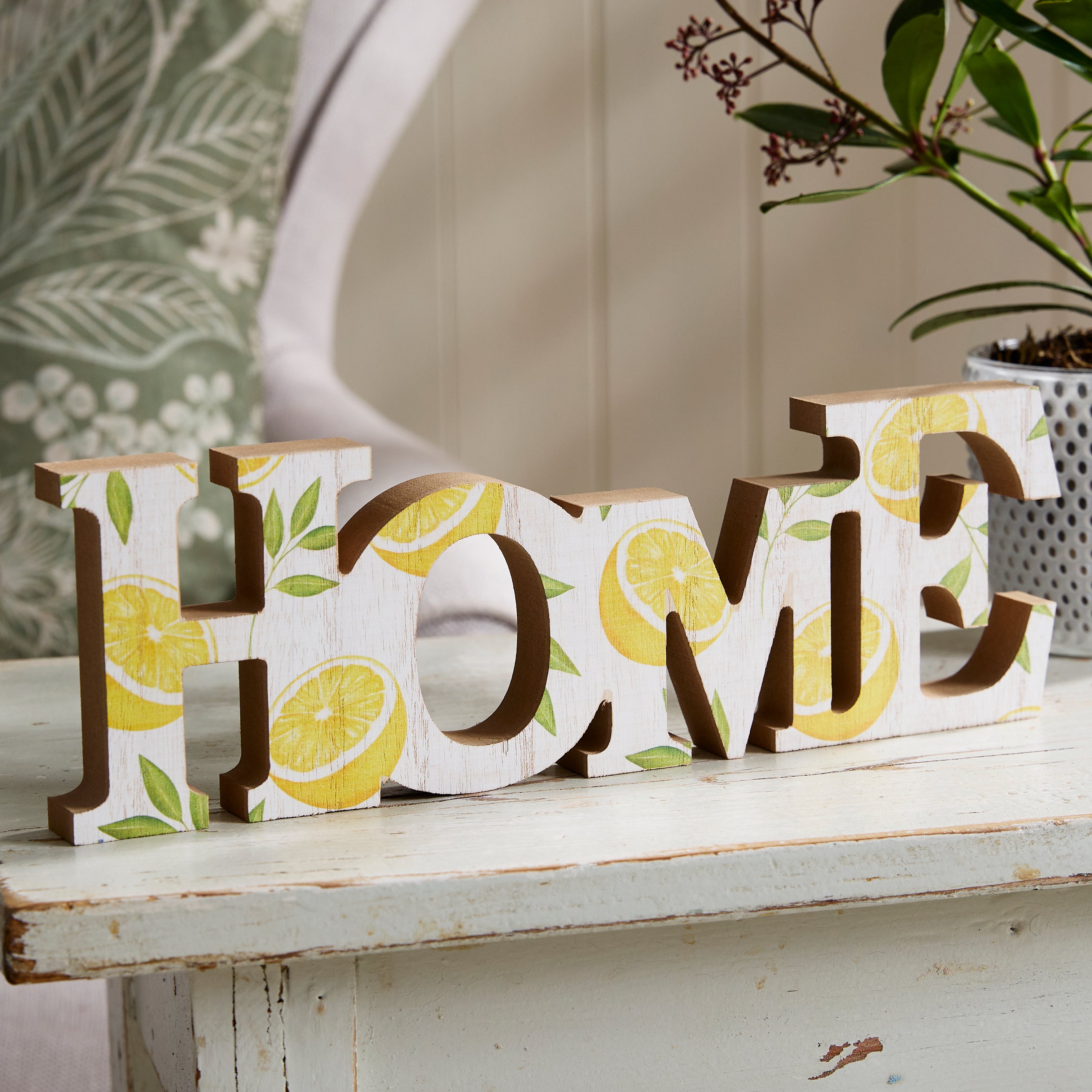 Charming Wooden "HOME" Sign with Vibrant Lemon and Leaf Design – LIVE ...