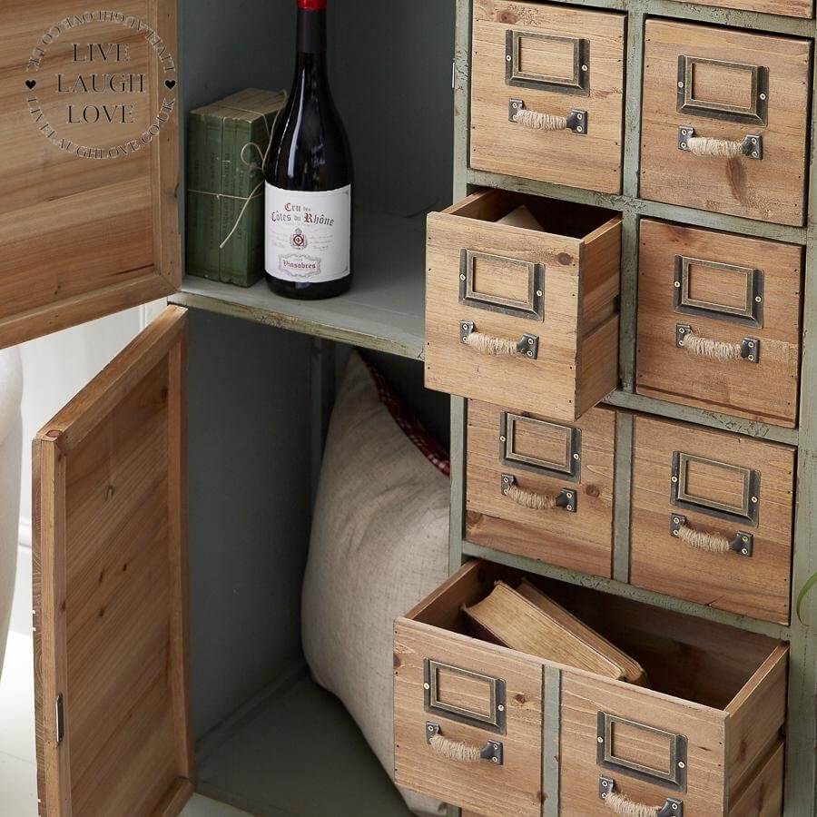 Vintage-Styled Multi Drawer Wooden Cabinet – LIVE LAUGH LOVE LIMITED